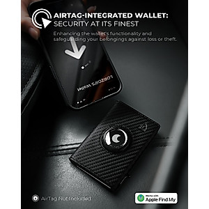 AirTag Wallet for Men, Finest Full Grain Genuine Leather, Mens Wallet with AirTag Holder, Apple Air Tag Minimalist Front Pocket Trifold Wallet, RFID Blocking, Pop Up Smart Wallet with Card Holder