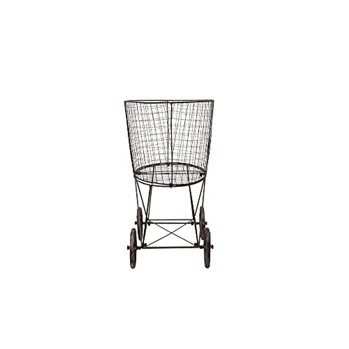 Creative Co-op Vintage Metal Laundry Basket with Wheels 25" x 15" x 26 3/4" (W x D x H)