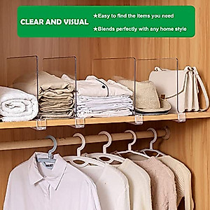 QUETEAT Acrylic Shelf Dividers for Closet Organization, Clear Closet Dividers for Shelves Purse Organizers Multifunctional Cabinet Dividers in Bedroom Kitchen and Office Shelves (4 Pack)