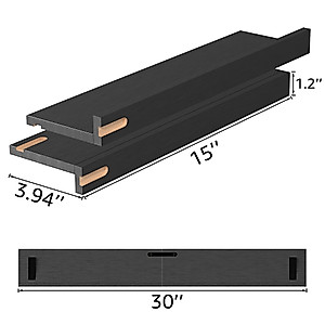 ZGO Oven Shelf for Kitchen Stove, 30" Stove Top Shelf with Reusable Strong Adhesive Tapes, Kitchen Gadgets Bamboo Spice Rack Organizer Spice Shelf Over the Stove (Black)