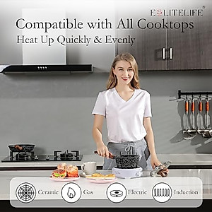 ESLITE LIFE 1.5 Quart Sauce Pan with Lid Nonstick Small Soup Pot, Compatible with All Stovetops (Gas, Electric & Induction), PFOA Free