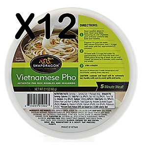 Instant Pho Noodle Bowls, Vietnamese Pho Bowls in Beef Broth Soup, Authentic Pho Rice Noodles and Seasoning, Gluten Free, 2.1 oz (Pack of 12)