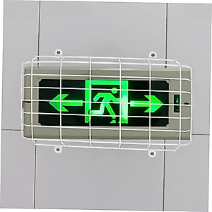 ANDRESLAD 2pcs School Evacuation Sign Safety Sign Wire Guard LED Exit Sign Emergency Light Protector Emergency Signal Damage Stopper Emergency Light Protection Light Covers Guard Iron White