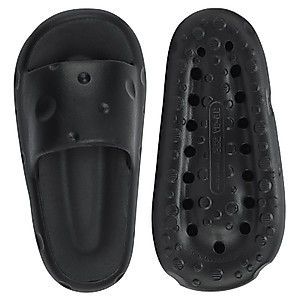 welltree Cheese Slides for Women Pillow Slippers Cloud Sandals Non Slip Shower Shoes Recovery Slide Sandal,Black,7.5-8.5 Women