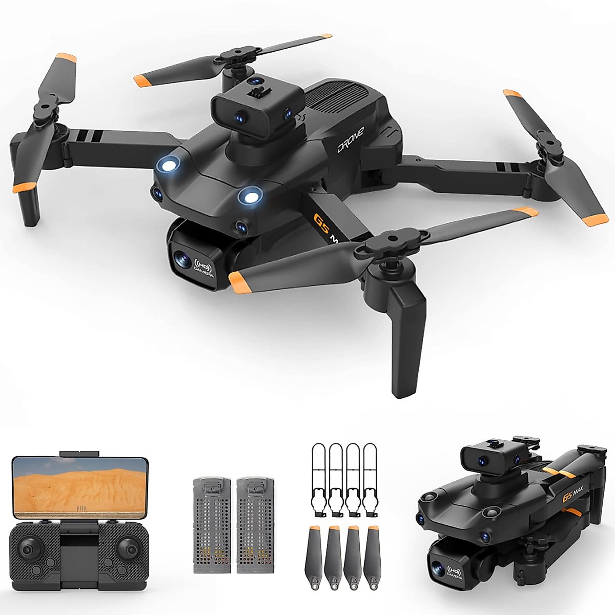 Geniboom Drone for Adults Obstacle Avoidance Video Small Foldable Aerial Drones for Kids 8-12 with Camera Hobby RC Quadcopter Drine Headless Mode One Key Take Off/Land