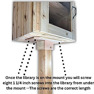 Little Library Mount, Cedar | Library Mount | Stable, 14 inches Wide and 8 inches Deep | Slip It On 4x4 Post, Attach It With Screws Included | Most Stable Library Mount | Needs No Finishing, Painting