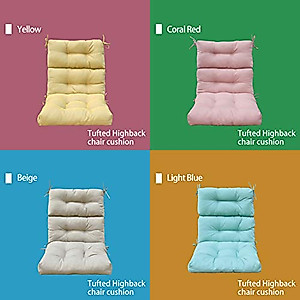 BOSSIMA Outdoor Patio 48.8"×24.4" High Back Lawn Chair Cushions Polyester Tufted Square Corner (Light Blue)
