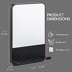 TAILI Shower Mirror Fogless for Shaving with Razor Holder, No Fog Mirror for Shower Suction, Rust-Proof & Removable Bathroom Mirror for Men and Women, Shower Makeup Shave Mirror,Black