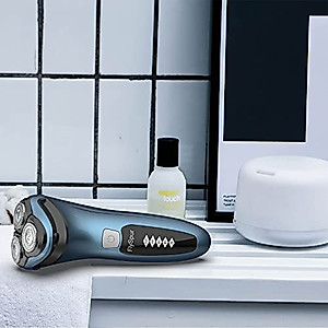 Electric Razor for Men，FlySpur Shaver Rotary Cordless Beard Pop-trimmer Wet Dry Shaver IPX7 100% Waterproof with Time Display