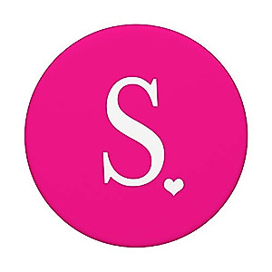 White Initial Letter S heart Monogram on Hot Pink PopSockets PopGrip: Swappable Grip for Phones & Tablets