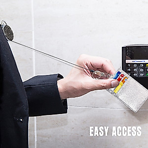 Retractable ID Badge Holder, Multipurpose Bling Rhinestone Badge Reel with Belt Clip, Shiny PU Leather Badge Holder with Lanyard and Pen Holder for Nurse, Teacher, Student, Office Worker (Silver)