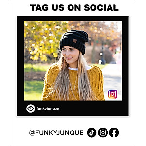 Funky Junque Trendy Warm Oversized Chunky Soft Oversized Cable Knit Slouchy Beanie (Black)