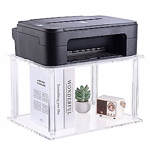 HMYHUM Acrylic Printer Stand - 2-Tier Small Home & Office Printer Table for Desktop and Under Desk, 15.75 x 11.81 x 9.65 inches, Clear