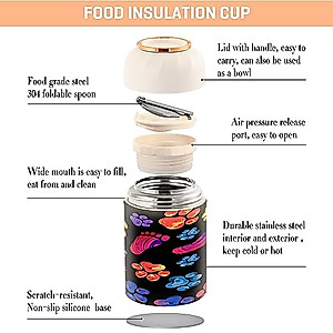 CUPADA Colorful Animal Human Paw Food Jar for Hot and Cold, Insulated Food Jars Vacuum 17OZ with Folding Spoon for Work Trip Picnic Camping