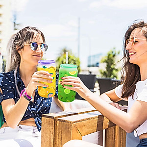 Joyclub 8 Pack Frosted Sublimation Glass Cups Blanks 16 OZ Borosilicate Can Glass Tumblers with Acrylic Lids for Beer, Juice, Soda, Iced Coffee