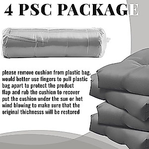 Marsui 4 Pcs Outdoor Indoor Seat/Back Chair Cushions Tufted Pillow with Ties All Weather Replacement Cushions Patio Furniture Cushions Outdoor Furniture, 42 x 21 Inches (Dark Gray)