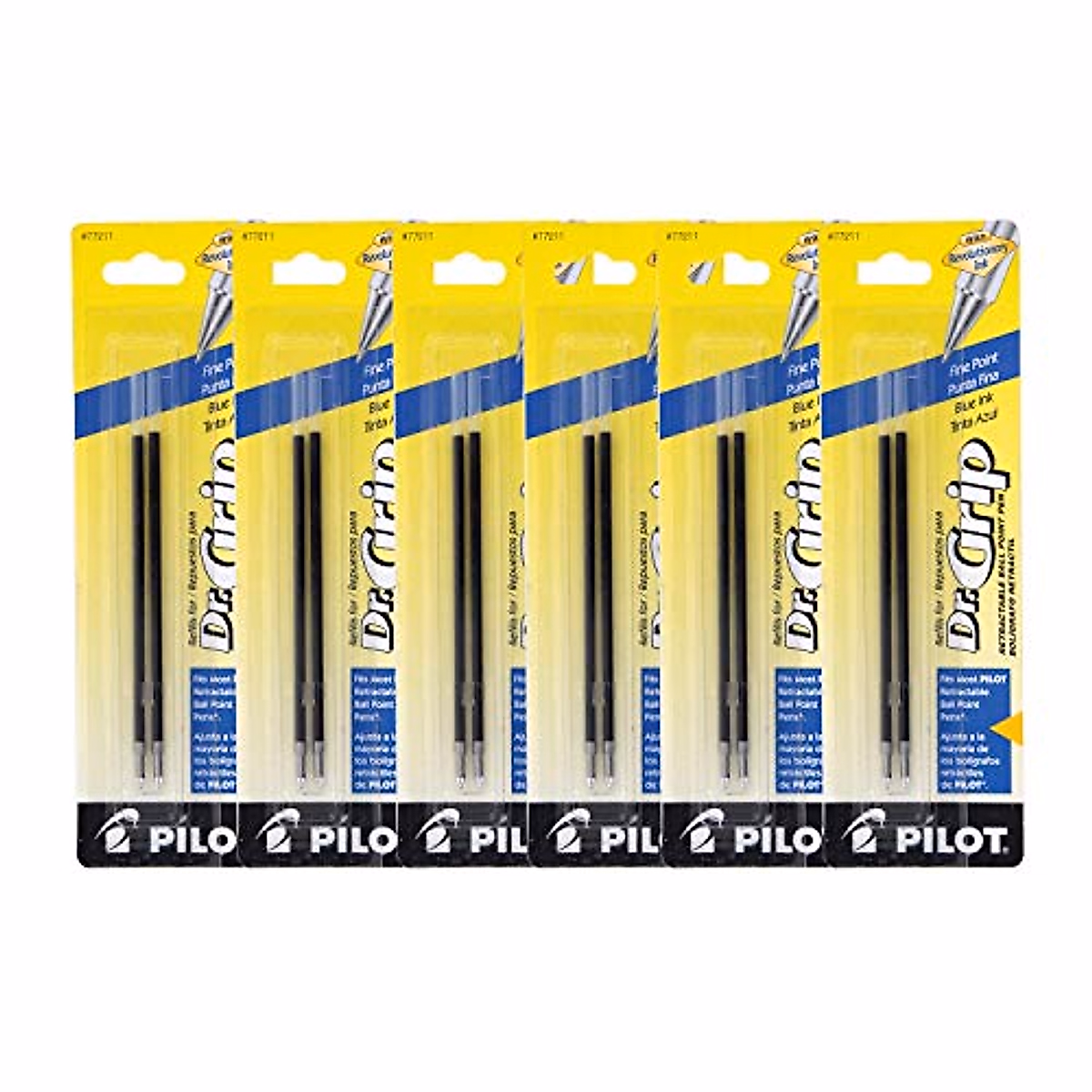 Pilot EasyTouch Dr Grip Retractable Ballpoint Pen Refills Black (6 Packs of 2 Refills each)