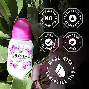 CRYSTAL Deodorant - Mineral Roll on Vegan Deodorant for Women and Men, Unscented - 2.25 fl. oz. (3 Pack) (Packaging May Vary)