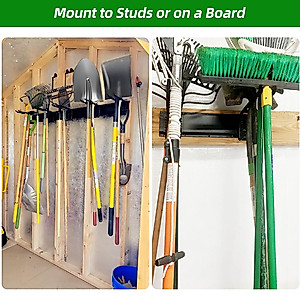 PIYILO Garage Organization, Garage Tool Organizer Wall Mount with 48 inches Rails and 6 Double-layer Hooks, Garden Tool Rack Heavy Duty, Garage Hanging Storage Rack For Yard Tools, Shovel, Shed