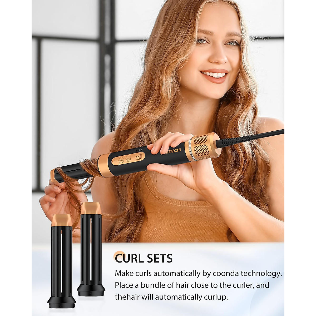 Hair Dryer Brush, PRITECH Blow Dryer Brush Set with Diffuser, 7 in 1 Hair Styling Tools 110000 RPM High Speed Volumizer Drying, Ionic Hairdryer Curler Straightener,Curling Wand