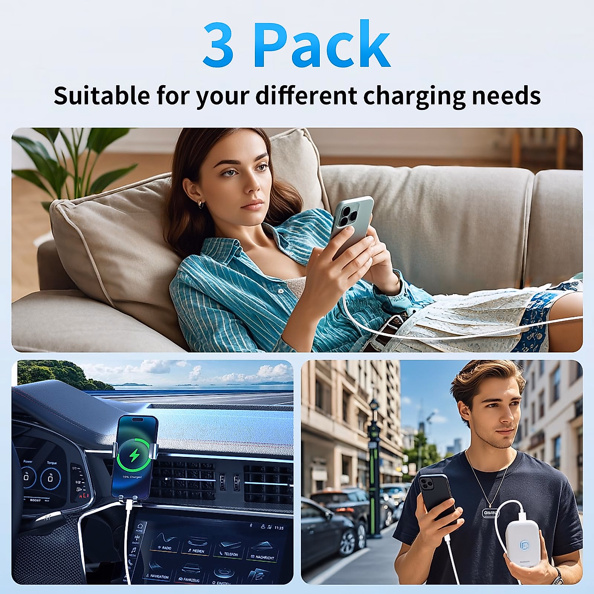 IDISON iPhone Charger 3 Pack 6FT,[MFi Certified] USB to iPhone Cable Fast Charging iPhone Charger Cord Compatible with iPhone 14 13 12 11 Pro Max XR XS X 8 7 6 Plus SE and More