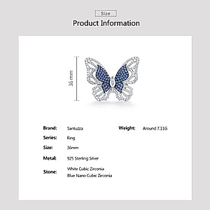 Santuzza Blue Butterfly Ring 925 Sterling Silver Cubic Zirconia Blue Spinel Gemstone Butterfly Ring for Women (8)