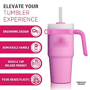 Tumbler Handle For Stanley 14 oz Cup Quencher H2.0 FlowState Tumbler, Handle with Keychain Holder for Nametags and Accessories, Stanley Cup Accessories 14 oz, Stanley Handle Attachment