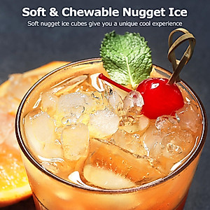 ZAFRO Nugget Ice Maker Countertop with Handle, Stainless Steel ice Machine with Self-Cleaning, 35.5Lbs/24Hrs, Chewable Ice Cubes, with Ice Basket/Ice Scoop for Home/Office/Bar/Party, Black