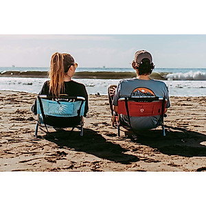 2 Pack of Neso Lightweight Water Resistant Beach Chairs with Shoulder Strap and Slip Pocket - Folds Thin (Aqua Fronds)