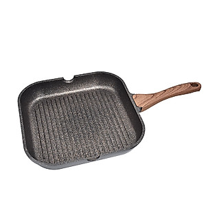 Marooma Grill Pan for Stove Tops, for Induction Cooking, Square Aluminum Frying Pan Ideal for Steak, Bacon, and More, Suitable for Culinary Enthusiasts and Home Chefs(9.4")