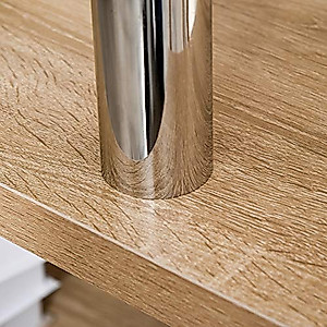 HOMCOM Rotating Computer Desk, 55" L-Shaped Desk, Corner Desk with Storage Shelves, Cabinet and Drawer for Home Office, Natural