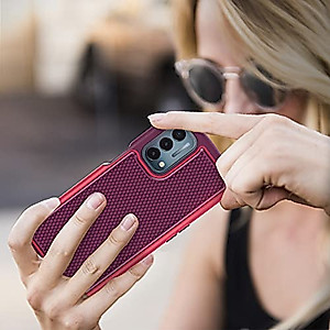 NTZW for OnePlus Nord N200 5G Case: Heavy Duty Shockproof Protective Phone Case [2 Tempered Glass Screen Protector] Anti-slip Textured Hard Cover + Soft Silicone Bumper, Military Armor Case - Burgundy