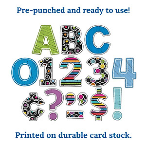 Carson Dellosa 76 Piece 4 Inch Colorful Chalkboard Bulletin Board Letters for Classroom, Uppercase Alphabet Letters, Numbers, Punctuation & Symbols, Cutout Letters for Bulletin Boards