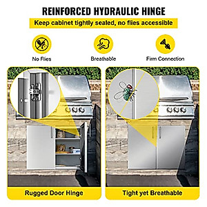 Mophorn BBQ Access Double Door 36W x 23H Inch BBQ Door Stainless Steel with Storage Outdoor Kitchen Doors for Commercial BBQ Island