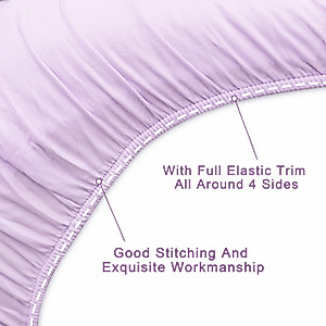 FLXXIE 4 Pieces Toddler Bedding Set, Soft and Breathable Microfiber Crib Sheet Set, Includes Quilted Comforter, Flat Top Sheet, Fitted Sheet, Envelope Pillow Case for Boys and Girls, Light Purple