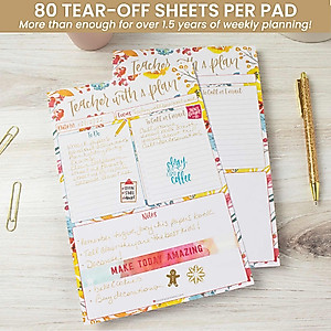bloom daily planners Teacher To-Do List Daily Planning Pad - Teacher Appreciation Gift & Task Productivity Organizer - School Tear-Off Notepad for Classroom or Homeschool (6” x 9”) - Happy Blooms
