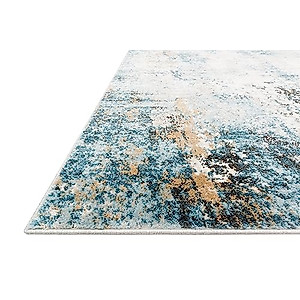 Loloi II Alchemy Collection ALC-05 Denim/Ivory, Contemporary 6'-7" x 9'-2" Area Rug