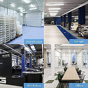 SHOPLED 8FT LED Shop Light Fixture, 90W 11700LM 6000K Cool White, D Shape, High Output, Clear Cover, T8 Linkable 8 Foot LED Tube Light for Garage with Plug, Warehouse, Workshop, 4 Pack