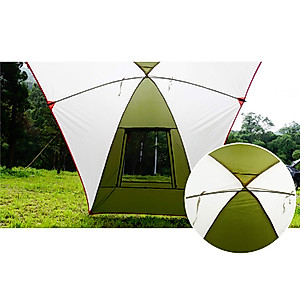 Wind Tour Portable Waterproof Car Rear Tent Outside Camping Shelter Outdoor Car Tent Trailer Tent Roof Top for Beach (Green+White)