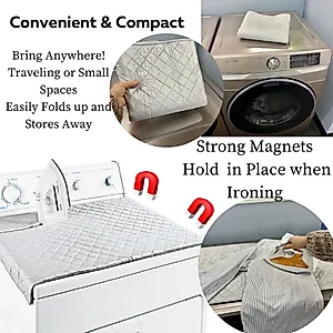 Evelots Ironing Mat Pad for Top of Washer, Dryer, Table - Portable Iron Board Replacement - 8 Strong Magnets - Heat Resistant - Extra Long 48 Inches
