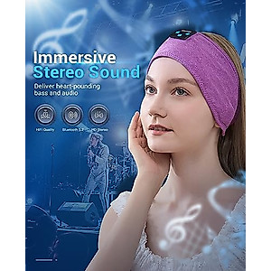 Voerou Sleep Headphones, Adjustable Bluetooth Headband Wireless Earbuds Washable Sleeping Music Headphones, Technology Gadgets for Side Sleepers, Workout, Jogging, Yoga, Insomnia, Travel, Meditation