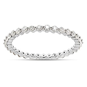 SAVEARTH DIAMONDS 1/2 cttw Round Cut Lab Created Moissanite Diamond Full Eternity Stackable Engagement Ring In 14k White Gold Over Sterling Silver (VVS1 Clarity, 0.50 Cttw)-5.5