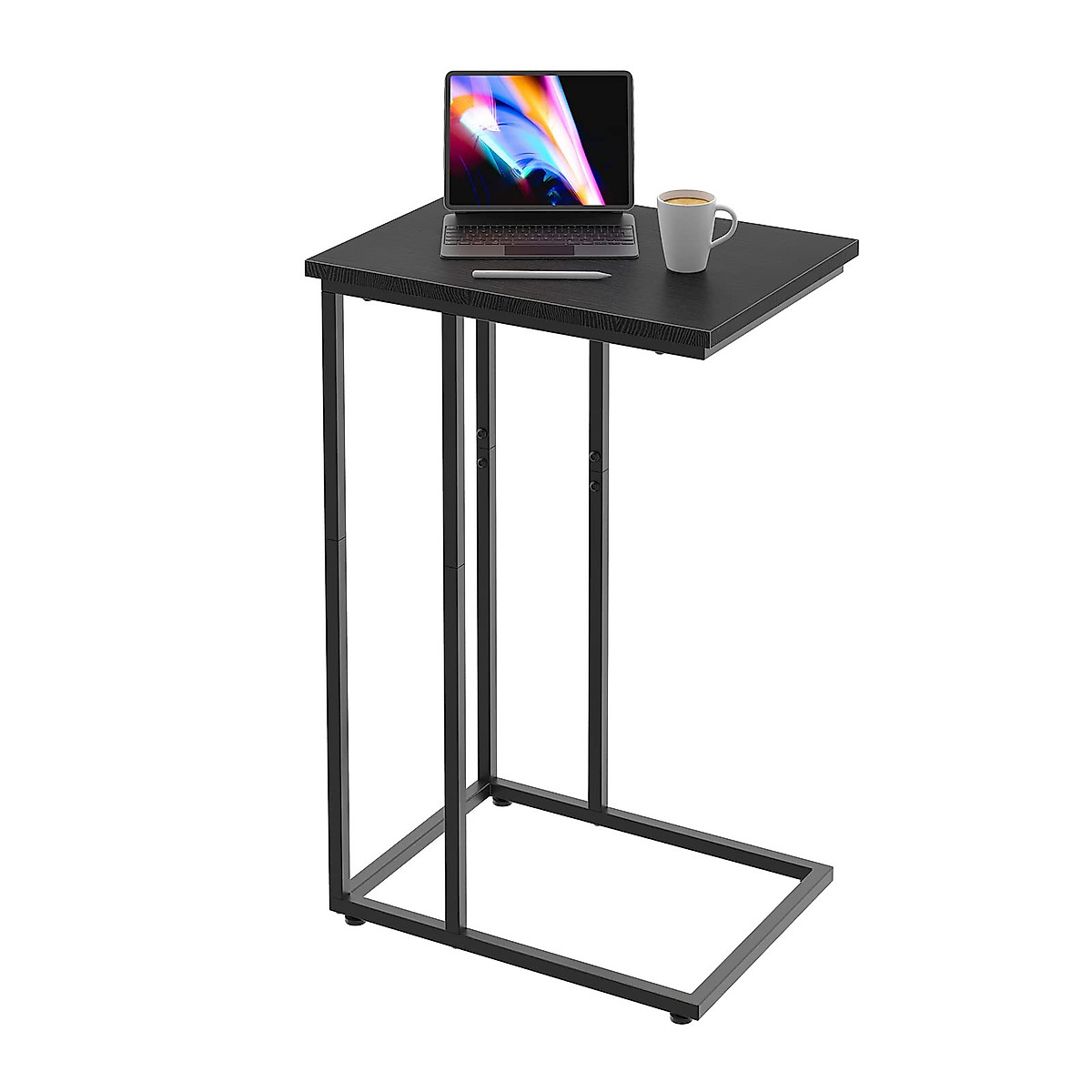 Innerjoin C Shaped End Table, C Side Table for Sofa, Couch and Bed, Tv Tray Table fits Small Space, Living Room Bedroom, Black