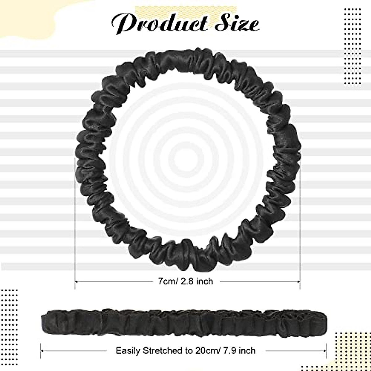 9 Pieces Silk Hair Ties Silk Hair Scrunchies Skinny Silk Scrunchies Pure Silk Ponytail Holder Silk Hair Accessories for Women Girls 9 Colors (Black,Classic Style)