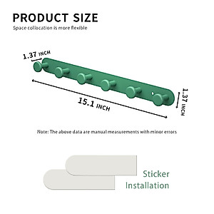 Snailhouse Coat Rack Wall Mount, Stainless Steel Heavy Duty Entryway Wall Coat Jacket Hanger Rack with 6 Hooks for Hanging Hat Towel Clothes Backpack, Green