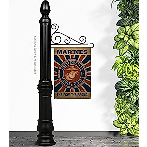 Marine Corps Garden Flag - Set Wall Holder Armed Forces USMC Semper Fi United State American Military Veteran Retire Official - House Banner Small Yard Gift Double-Sided Made In USA 13 X 18.5