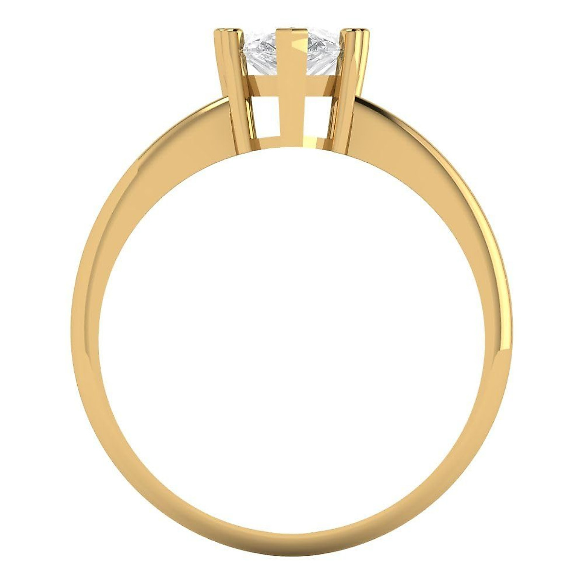 Clara Pucci 2.0 ct Pear Cut Solitaire Genuine Moissanite Wedding Bridal Designer Anniversary Engagement Ring in 14k Yellow Gold for Women