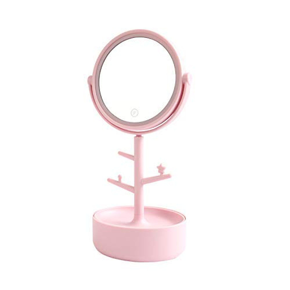 LIMEI-ZEN Vanity Mirror with Lights, LED Illuminated Bathroom Makeup Mirror with 5X Magnifying, Battery Or USB Powered, Double Sided Round Countertop Mirror Mirrors