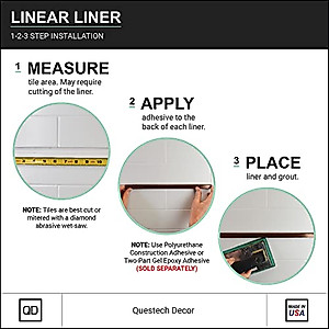 Questech Décor Tile Trim, 3/4 x 12 Inch Linear Flat Pencil Tile Edge Trim Cap, Decorative Shower Tile Liner, Kitchen Tile Border Backsplash Trim, Brushed Nickel Finish, 12 Pack