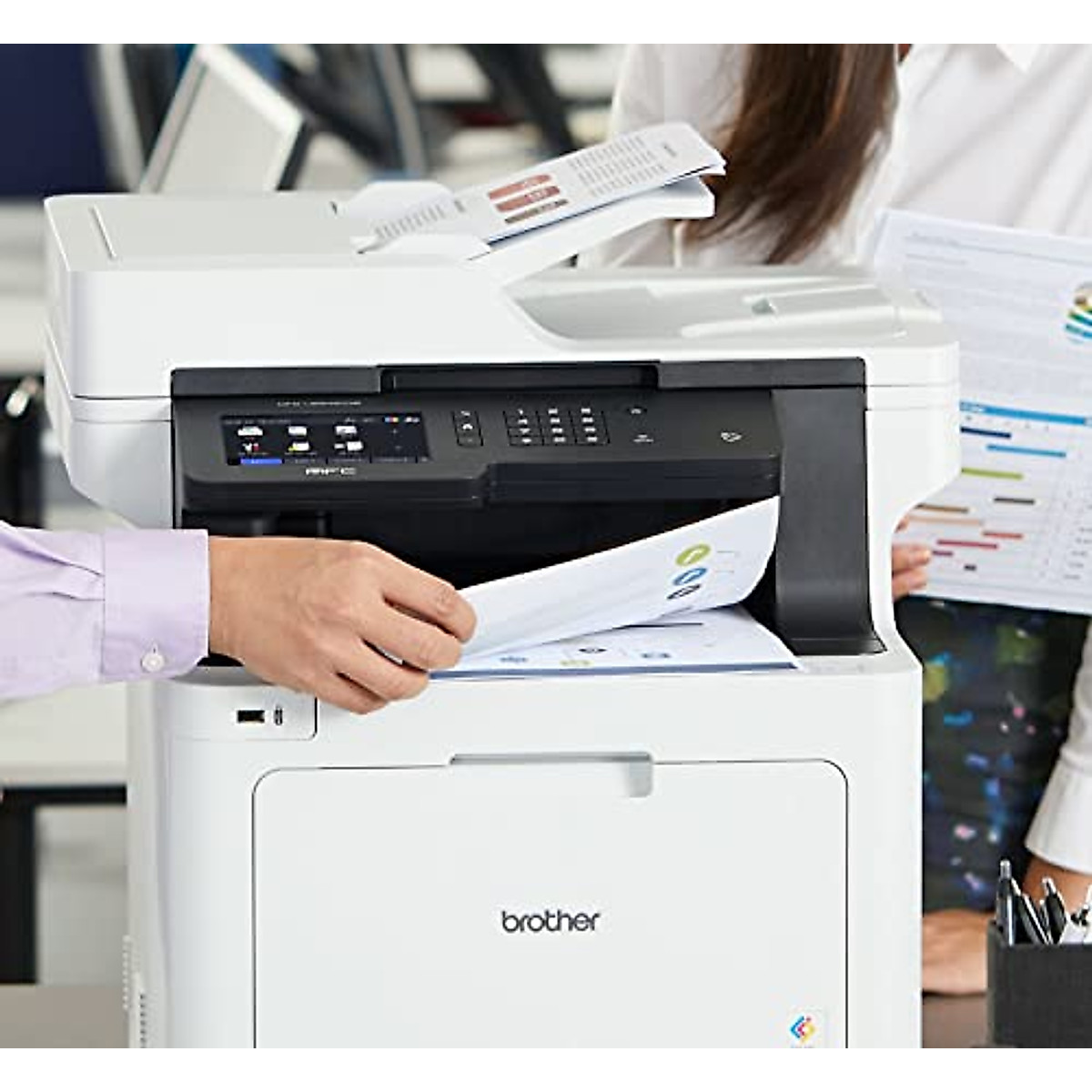 Brother Color MFC-L8900CDW Wireless All-in-One Laser Printer for Home Office - Print Copy Scan Fax - 33 ppm, 2400 x 600 dpi, 5" Touchscreen LCD, Duplex Printing, 70-Sheet ADF, NFC, Ethernet